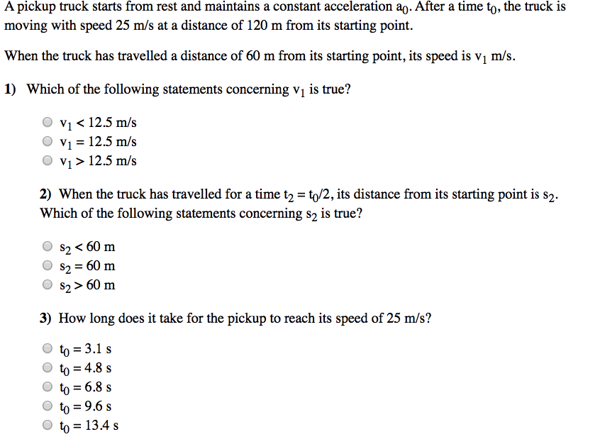 Solved A pickup truck starts from rest and maintains a | Chegg.com
