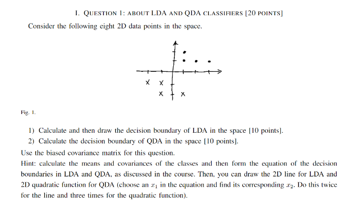 Solved I Question 1 About Lda And Qda Classifiers [20