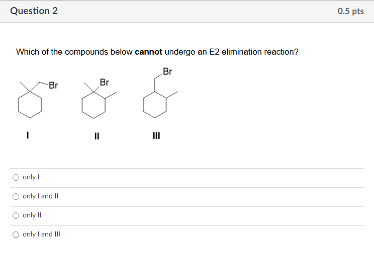Solved Which of the compounds below cannot undergo an E2 | Chegg.com