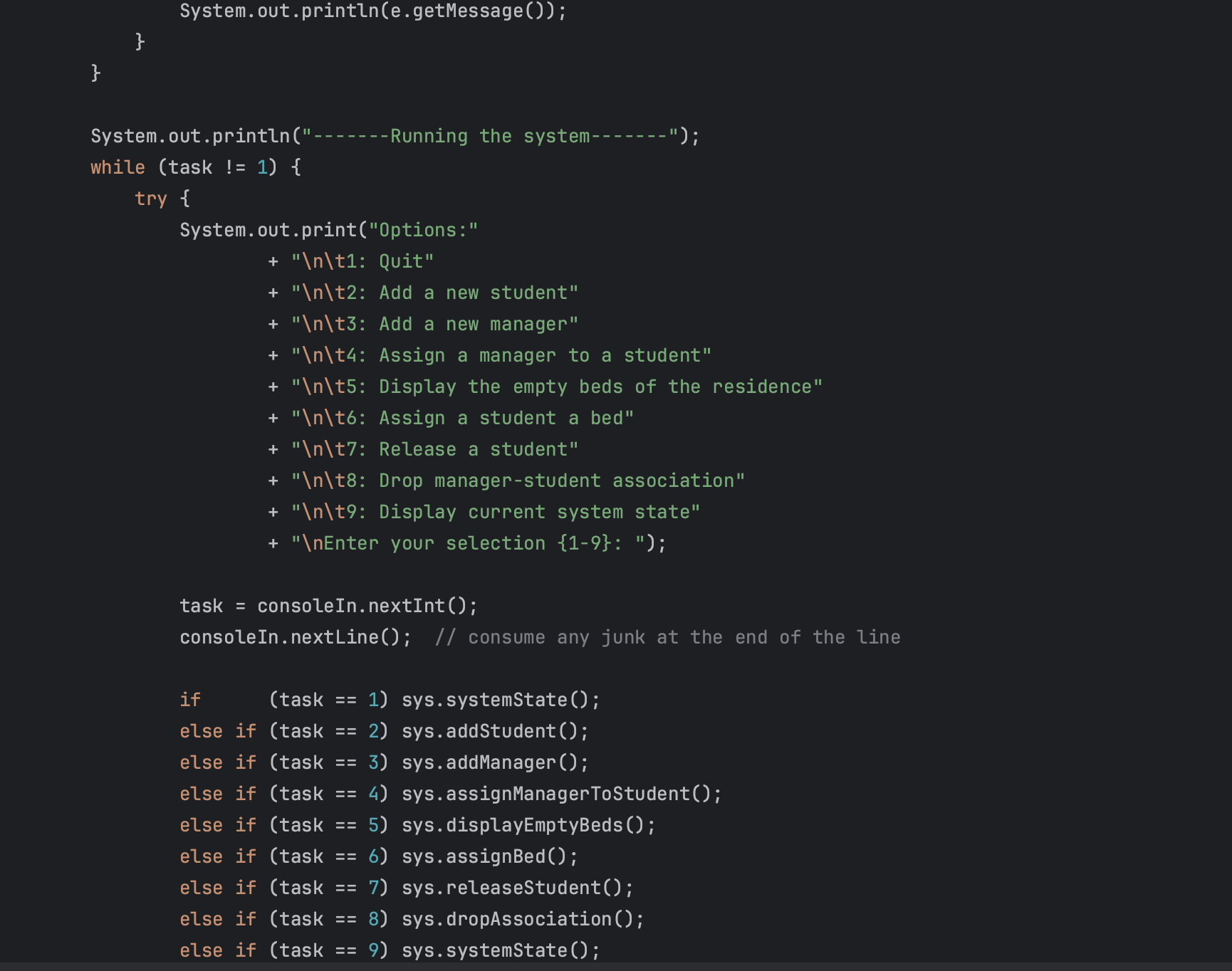 Solved Task Recall the ResidenceSystem class from Assignment | Chegg.com