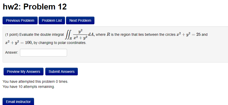 Solved hw2: Problem 12 Previous Problem Problem List Next | Chegg.com