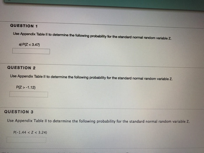 Solved Use Appendix Table II to determine the following | Chegg.com