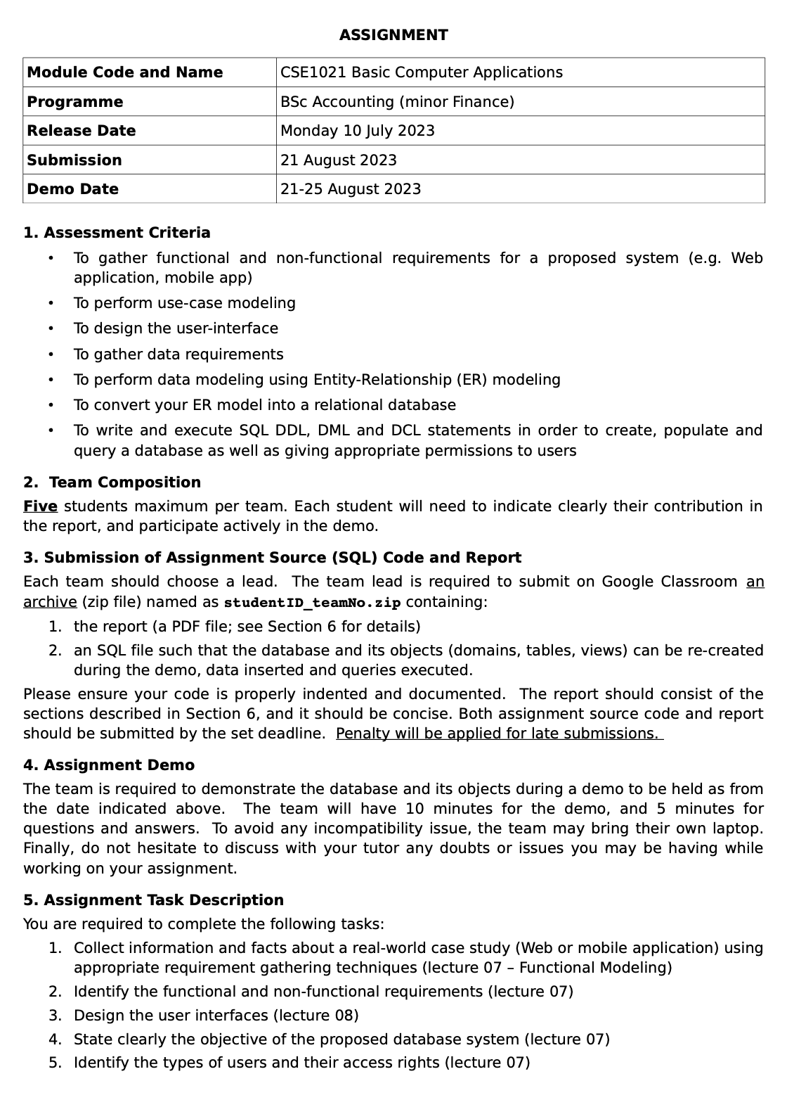 Solved ASSIGNMENT 1. Assessment Criteria - To gather | Chegg.com