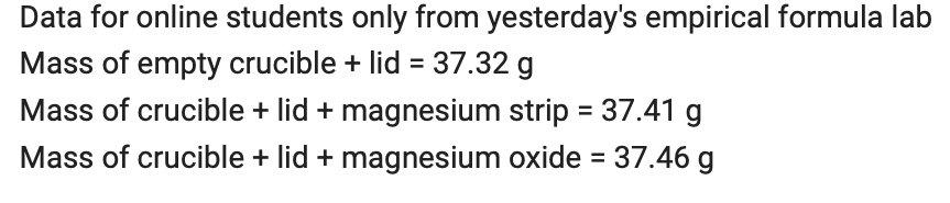 Solved 3) Measure and record the mass of the empty crucible | Chegg.com