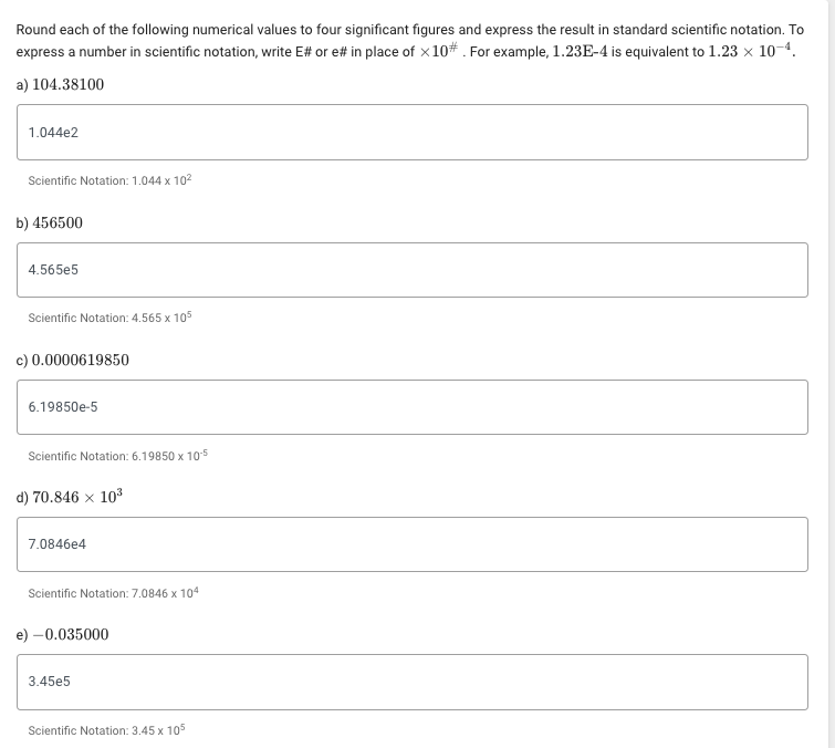 Solved Round each of the following numerical values to four | Chegg.com