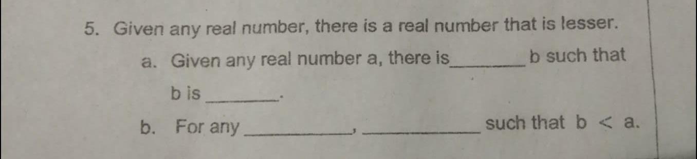Solved 5. Given any real number, there is a real number that | Chegg.com