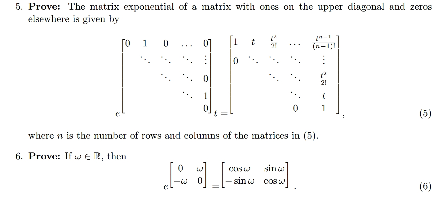Solved 5. Prove: The matrix exponential of a matrix with | Chegg.com