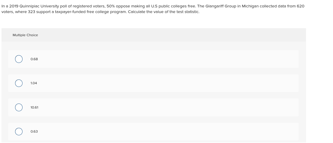 Solved In a 2019 Quinnipiac University poll of registered | Chegg.com