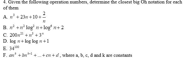 Solved 4 Given The Following Operation Numbers Determine