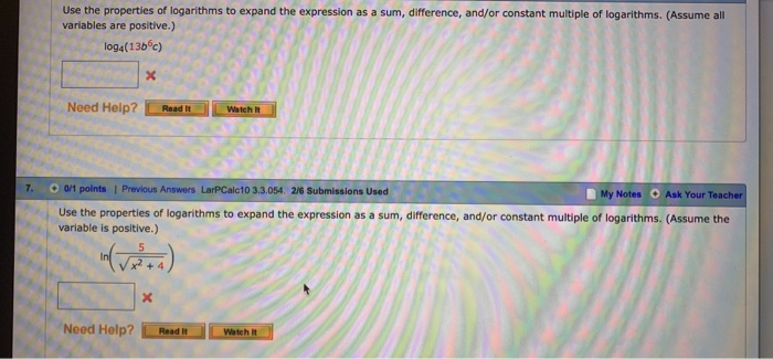 Solved Use the properties of logarithms to expand the | Chegg.com