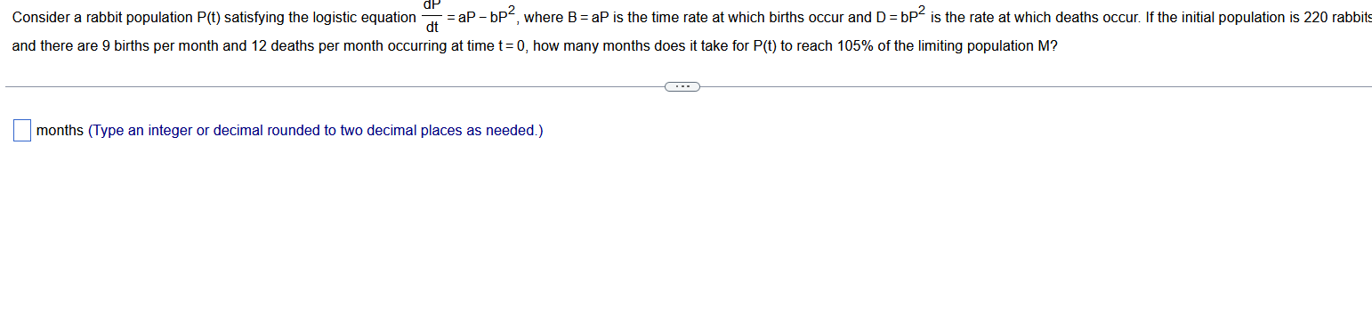 Solved Consider A Rabbit Population P T Satisfying The