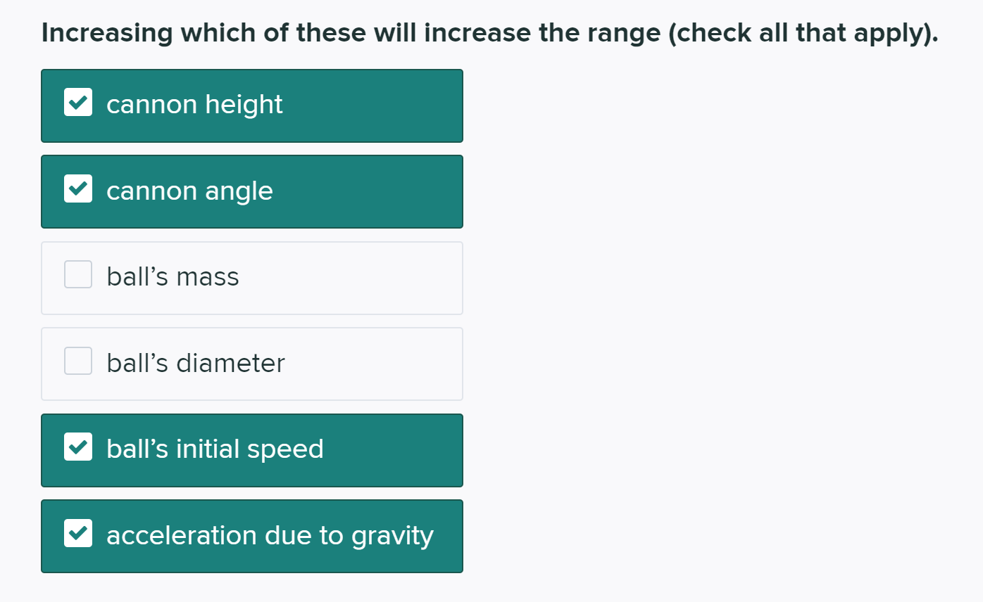 Solved Increasing which of these will increase the range | Chegg.com