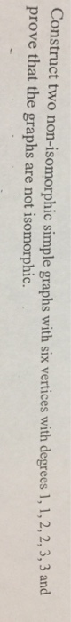 Solved Construct two non-isomorphic simple graphs with six | Chegg.com