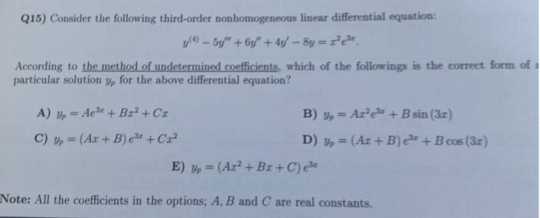 Solved Q15) ﻿Consider the following third-order | Chegg.com