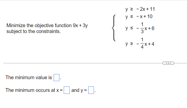 Solved Minimize The Objective Function 9x 3y Subject To The