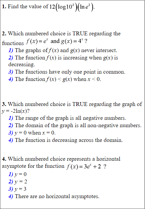 Solved 1. Find the value of 1 2. Which numbered choice is | Chegg.com