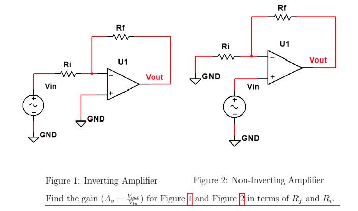 Solved Rf Rf Ri U1 Ri U1 Vout Vout GND Vin Vin ? GND GND GND | Chegg.com