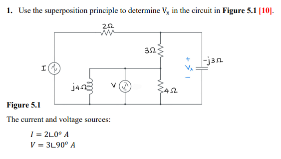 Solved 1. Use the superposition principle to determine Vx in | Chegg.com