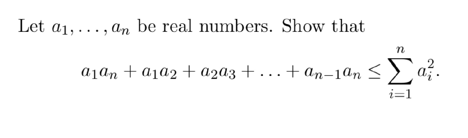 Solved Let a1,…,an be real numbers. Show that | Chegg.com