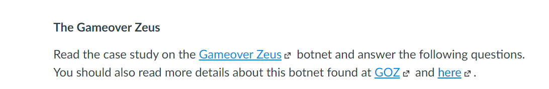 Solved The Gameover Zeus Read the case study on the Gameover | Chegg.com