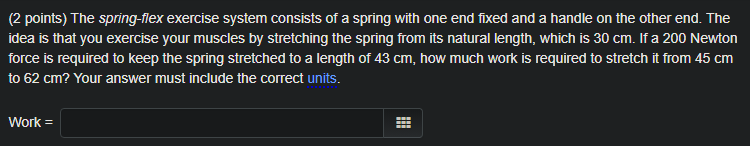 Solved (2 points) The spring-flex exercise system consists | Chegg.com