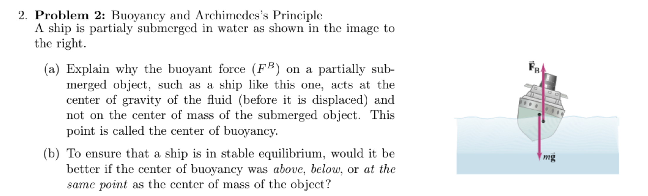 Solved FB 2. Problem 2: Buoyancy and Archimedes's Principle | Chegg.com