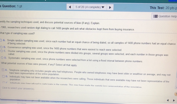 Solved est: Test #1-Chapters 1 & 2 is Question: 1 pt 4 of 20 | Chegg.com
