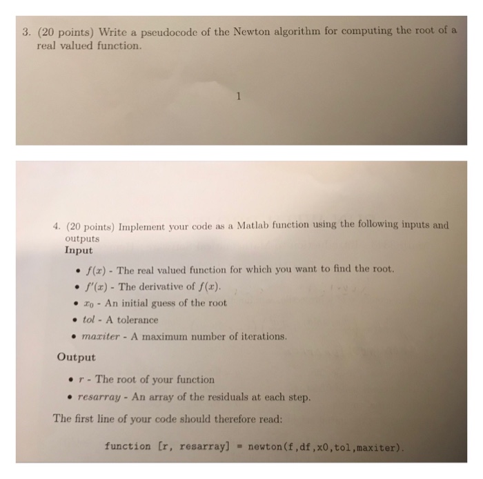 Solved 3. (20 points) Write a pseudocode of the Newton | Chegg.com