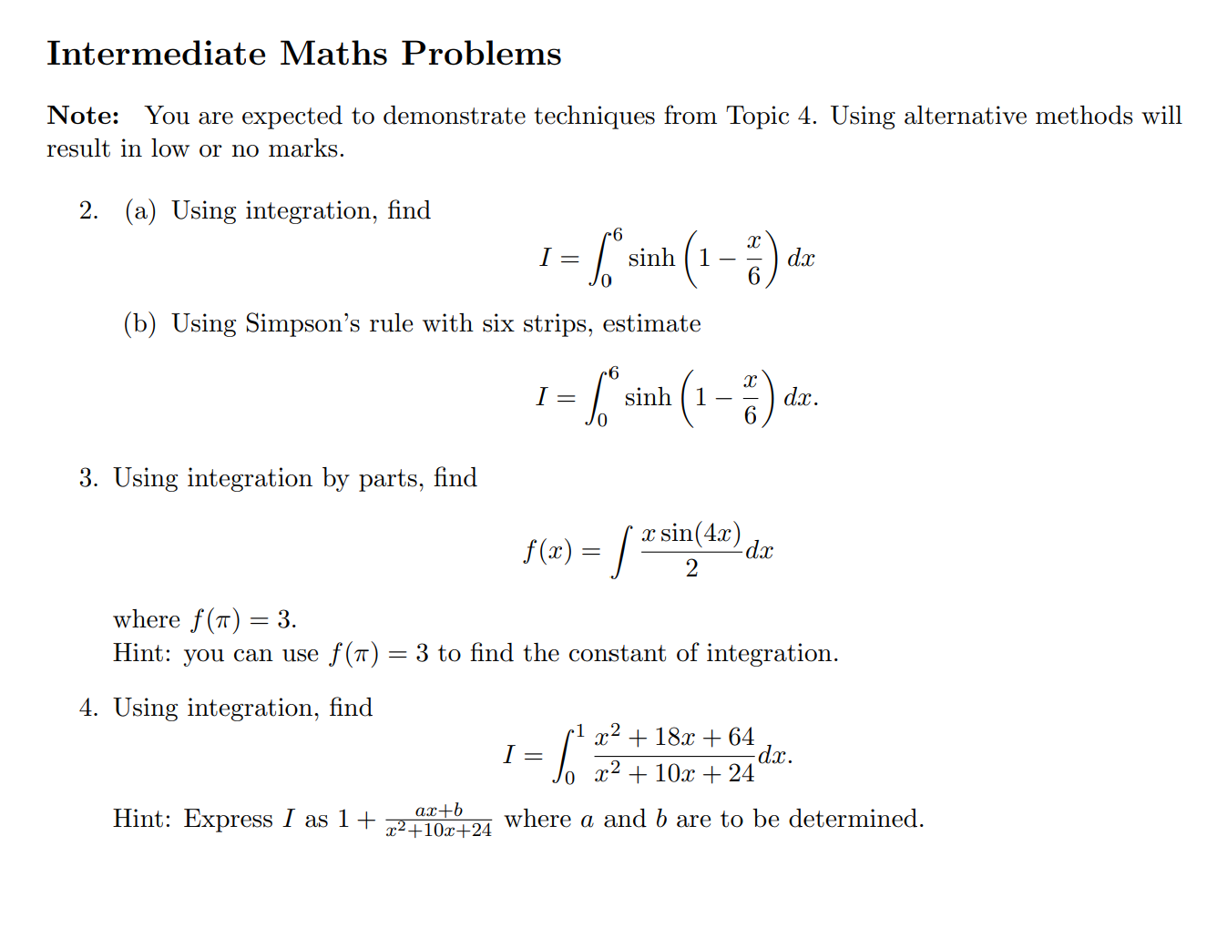 Solved Intermediate Maths Problems Note: You are expected to | Chegg.com