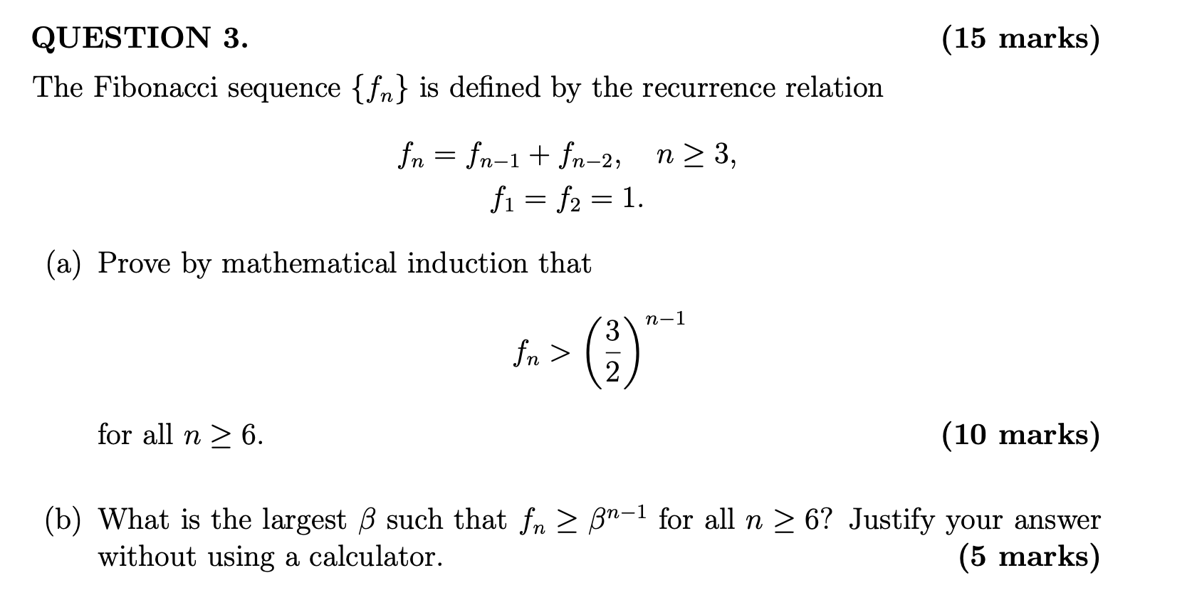 Solved The Fibonacci sequence {fn} is defined by the | Chegg.com