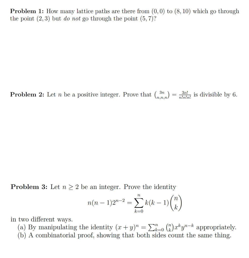 Solved Problem 1: How many lattice paths are there from | Chegg.com