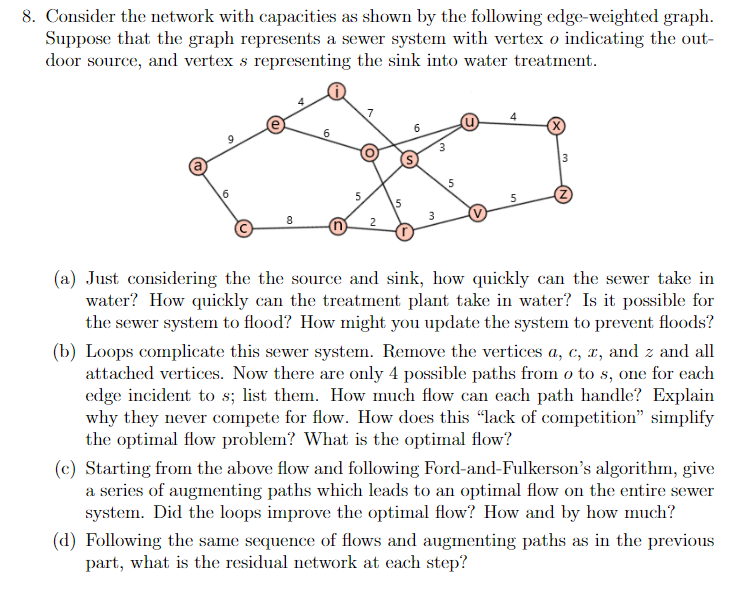8. Consider the network with capacities as shown by | Chegg.com