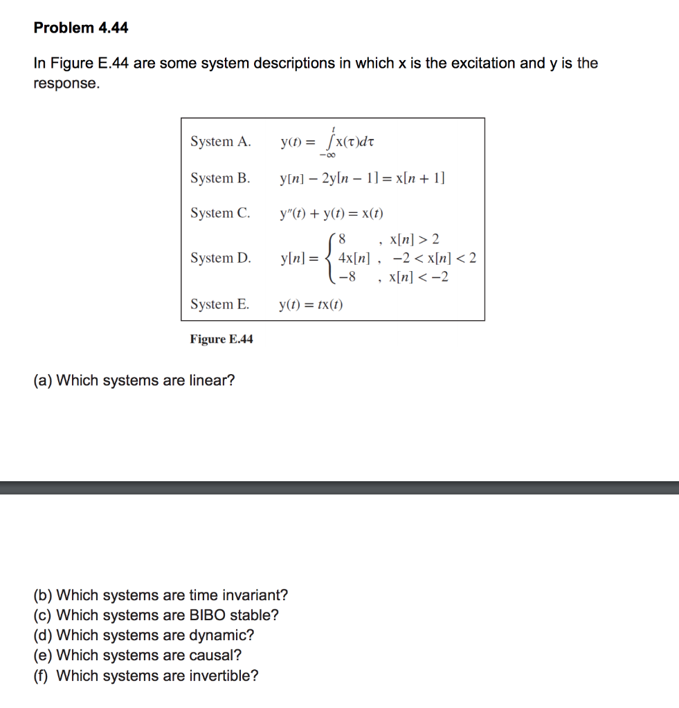 Solved Problem 4.44 In Figure E.44 are some system | Chegg.com