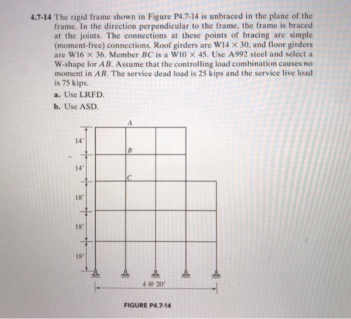 Solved 4.7-14 The rigid frame shown in Figure P4.7-14 is | Chegg.com