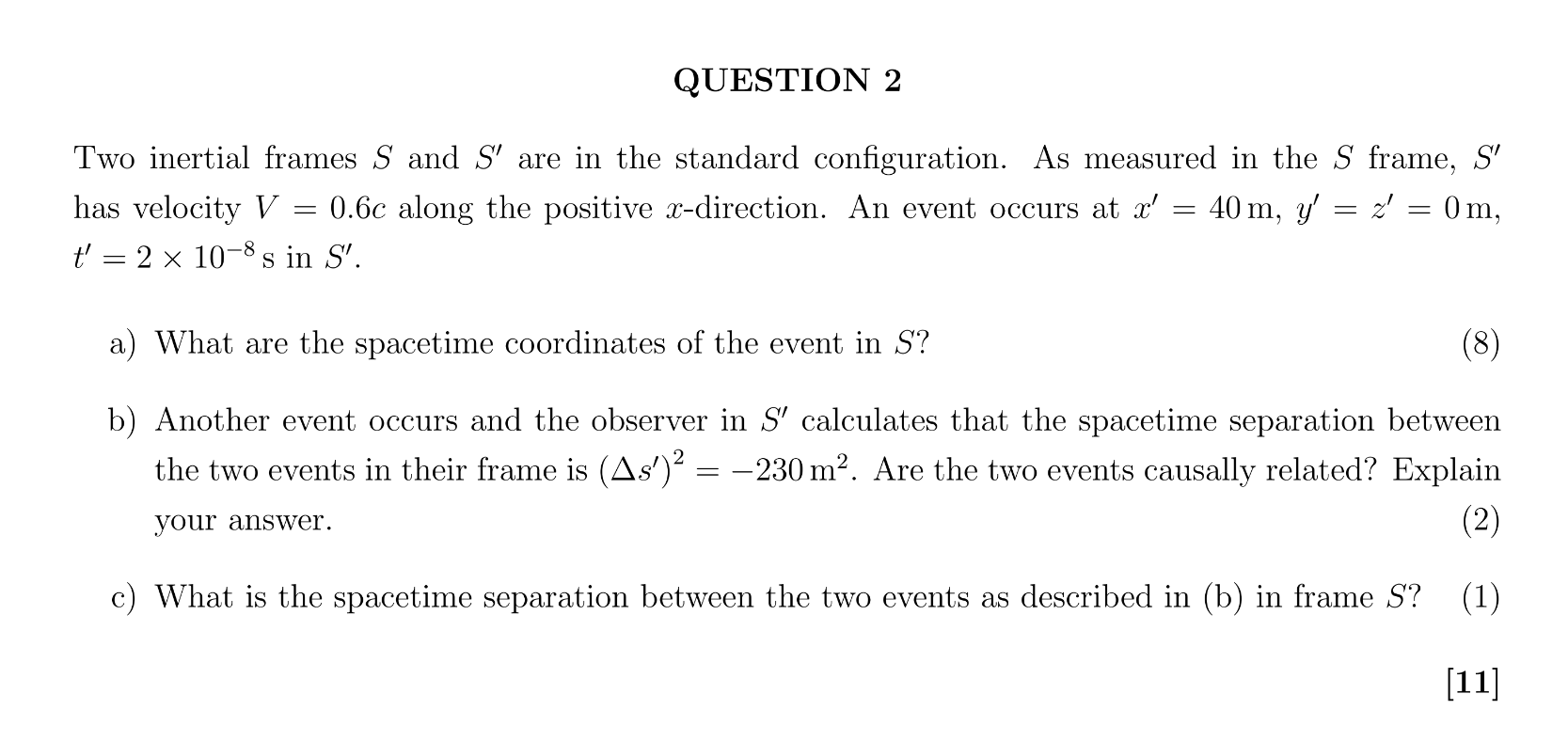 Two inertial frames S and S′ are in the standard | Chegg.com