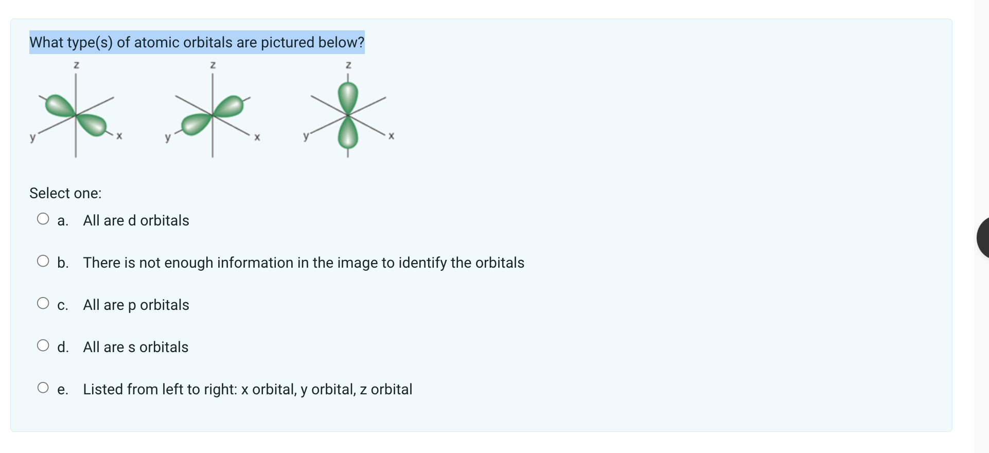 Solved What type(s) of atomic orbitals are pictured below? | Chegg.com