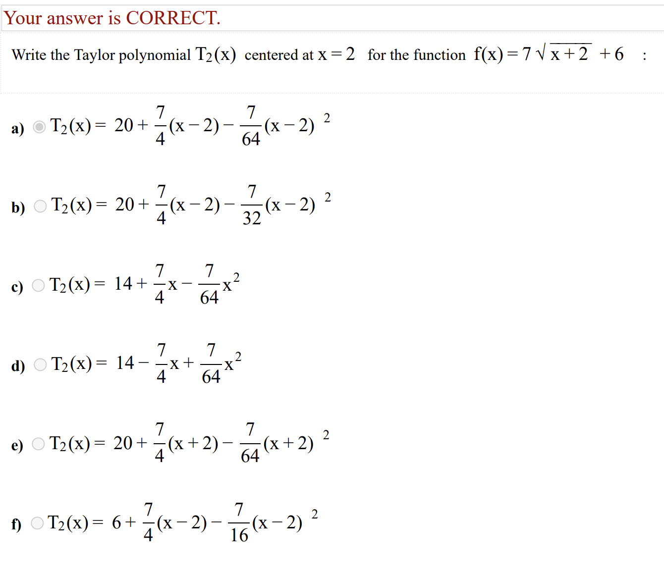 Solved Write the Taylor polynomial T2(x) centered at x=2 for | Chegg.com