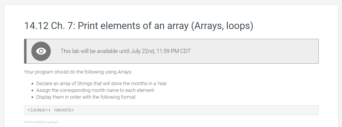 Solved 14.12 Ch. 7: Print elements of an array (Arrays, | Chegg.com