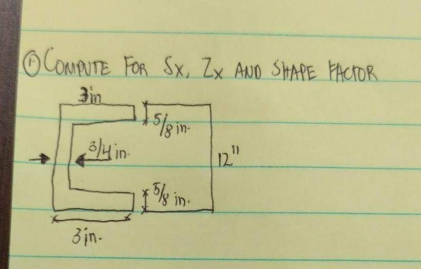 Solved (1) COMPUTE FOR δX,Zx AND SHAPE FACTOR | Chegg.com