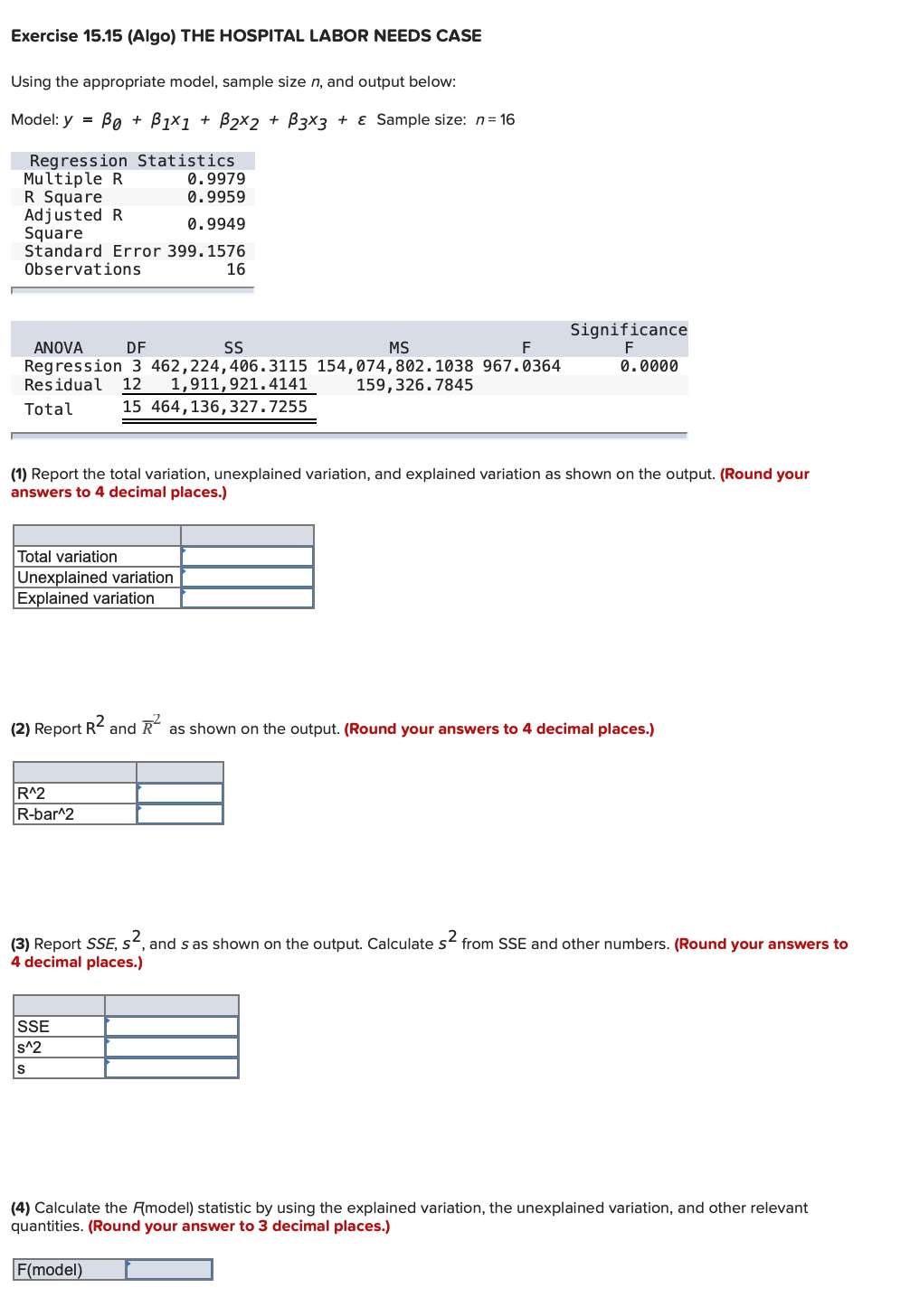 Solved Exercise 15.15 (Algo) THE HOSPITAL LABOR NEEDS CASE | Chegg.com