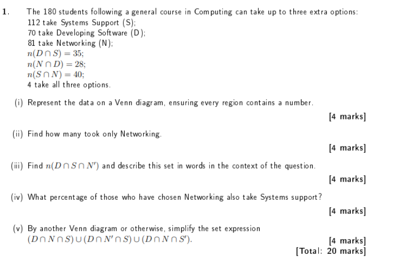 Solved 1. The 180 students following a general course in | Chegg.com