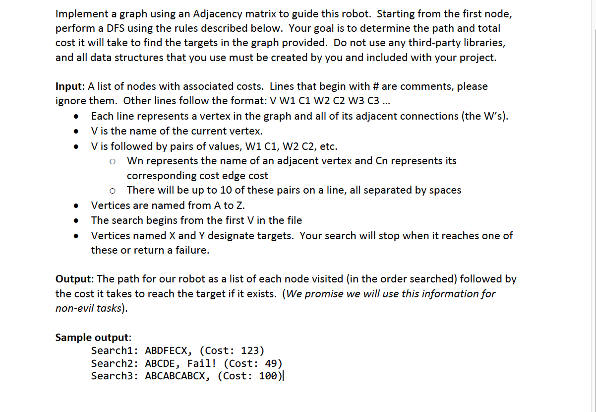 Solved Implement A Graph Using An Adjacency Matrix To Guide 1643
