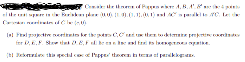 Solved Consider the theorem of Pappus where A,B,A′,B′ are | Chegg.com