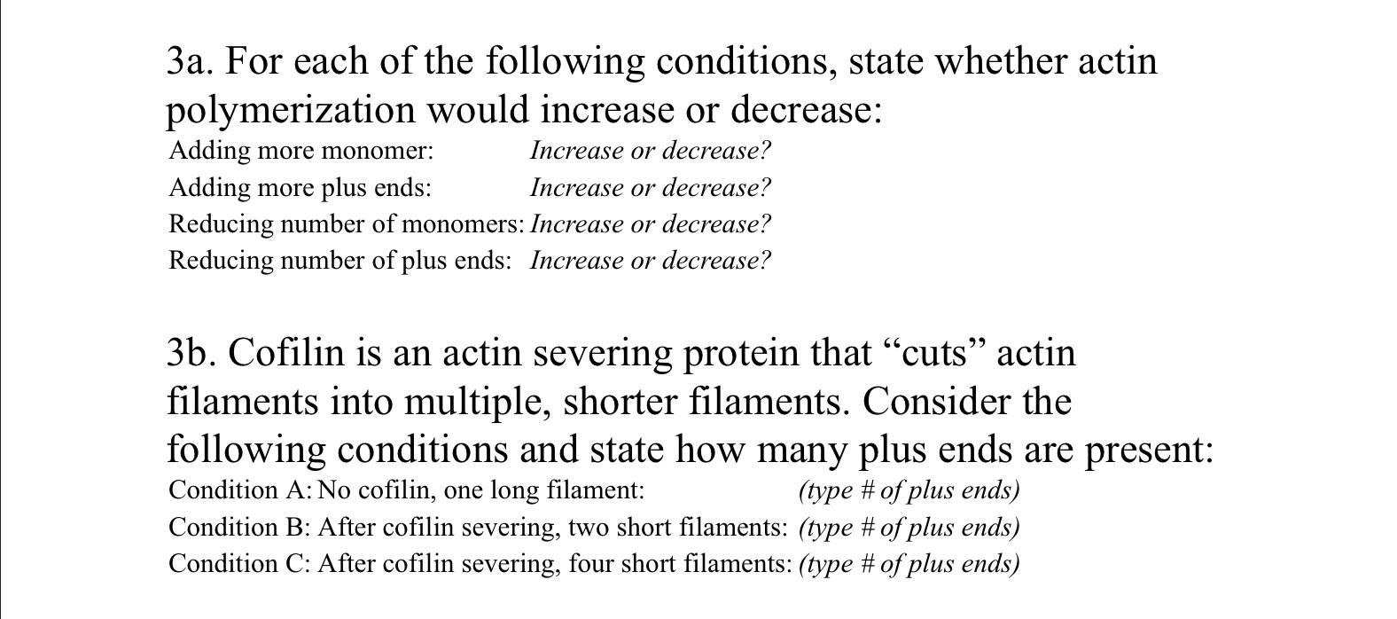 Solved 3. During actin polymerization, actin filaments | Chegg.com