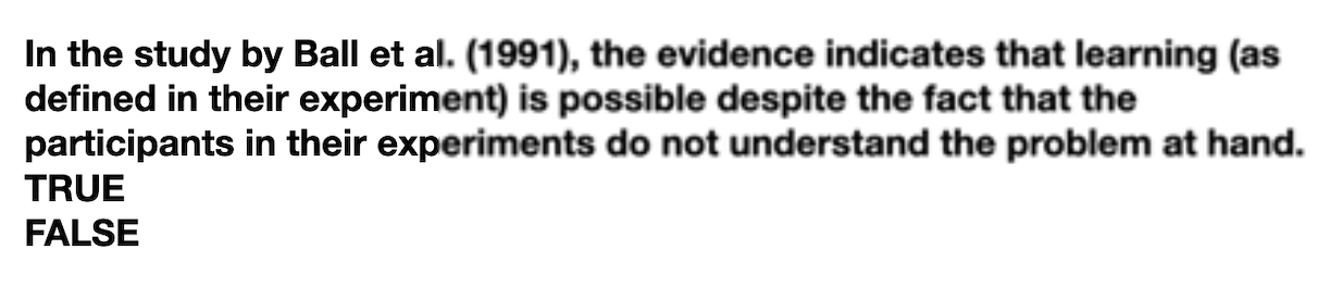 Solved In the study by Ball et al. (1991), the evidence | Chegg.com