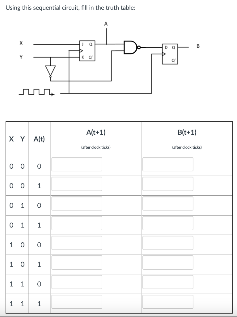 Solved Using this sequential circuit, fill in the truth | Chegg.com