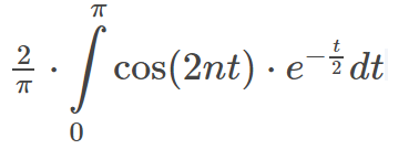 Solved π2⋅∫0πcos(2nt)⋅e−2tdt | Chegg.com
