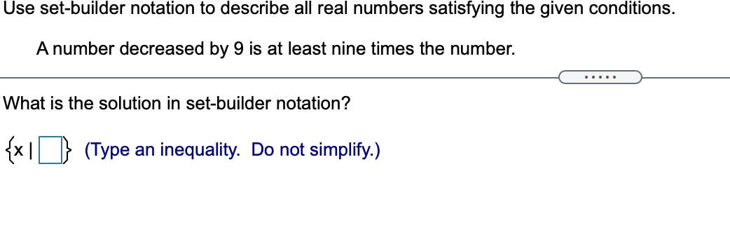 Solved Use set-builder notation to describe all real numbers | Chegg.com