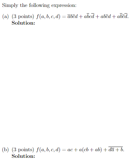 Solved Simply the following expression: (a) (3 points) | Chegg.com