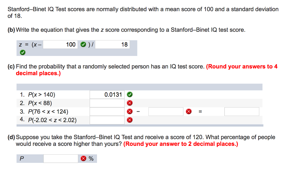 Solved Stanford-Binet IQ Test scores are normally | Chegg.com